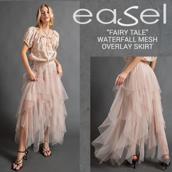 easel | Skirts | Easel Fairy Tale Tiered Mesh Overlay Waterfall Lined ...